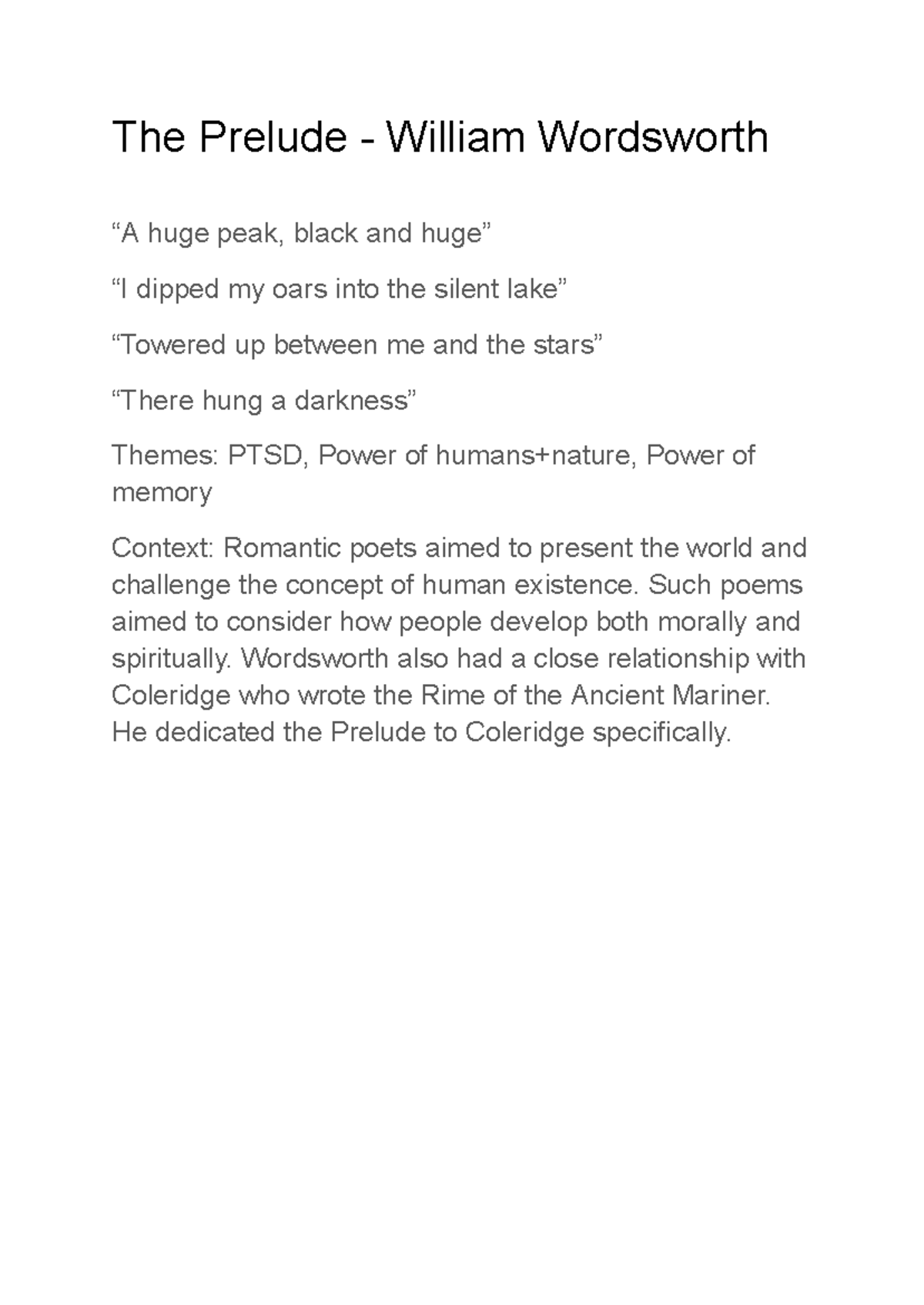 The Prelude - Such poems aimed to consider how people develop both ...