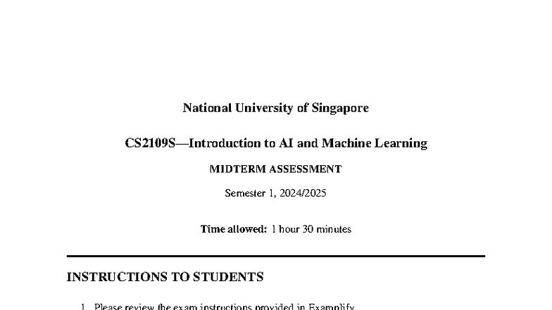 CS2109S AY2024 Semester 1 Midterm Assessment Solutions - Studocu