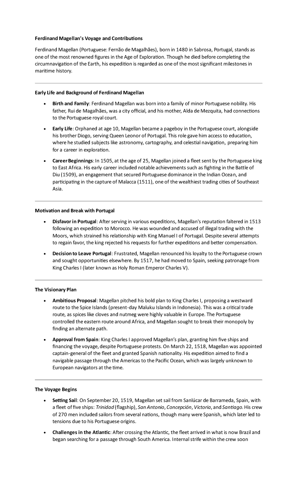 Ferdinand Magellan's Voyage and Impact on Global Exploration (HIST 101 ...