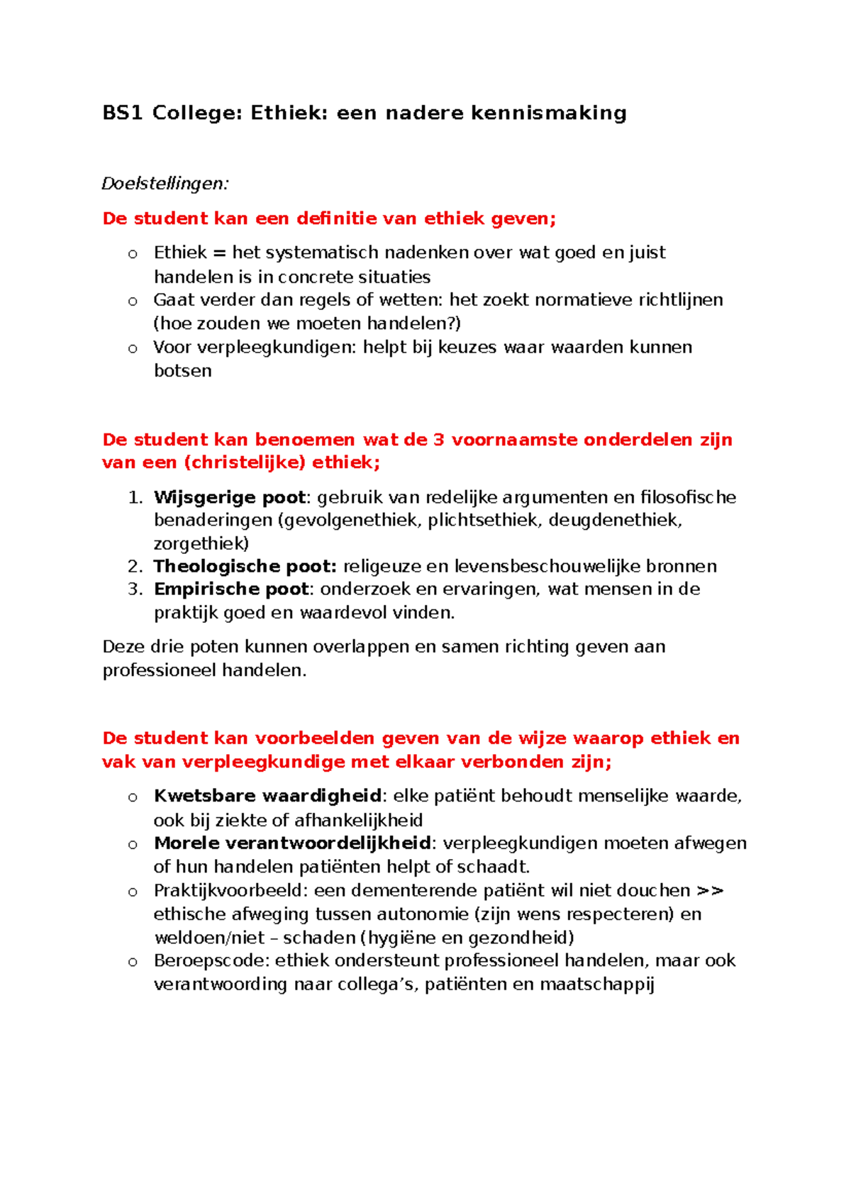 BS1 HC Ethiek: Inleiding tot de Basisprincipes en Benaderingen ...