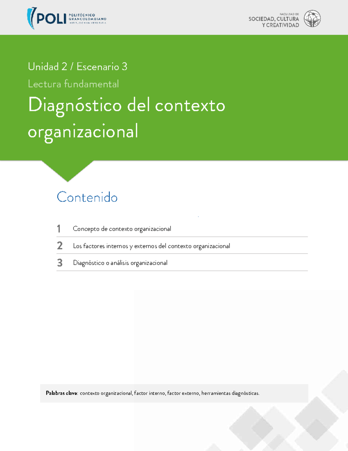 Unidad 2: Escenario 3 - Diagnóstico del Contexto Organizacional - Studocu