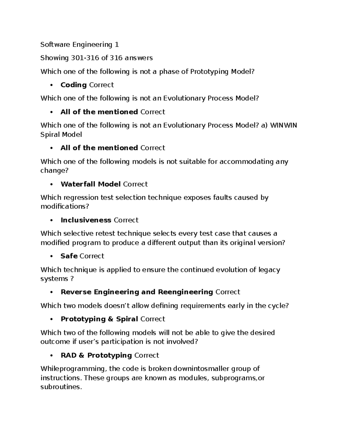 Software Engineering 1 Prelim Exam Review: Prototyping & Models - Studocu