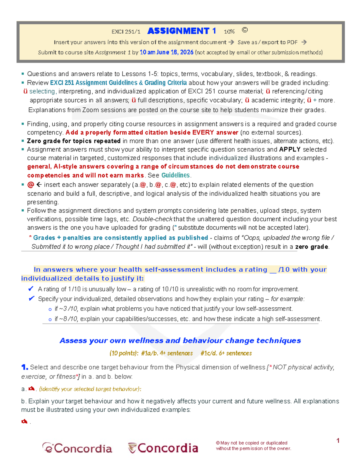EXCI 251 Assignment 1: Guidelines and Answer Requirements - Studocu