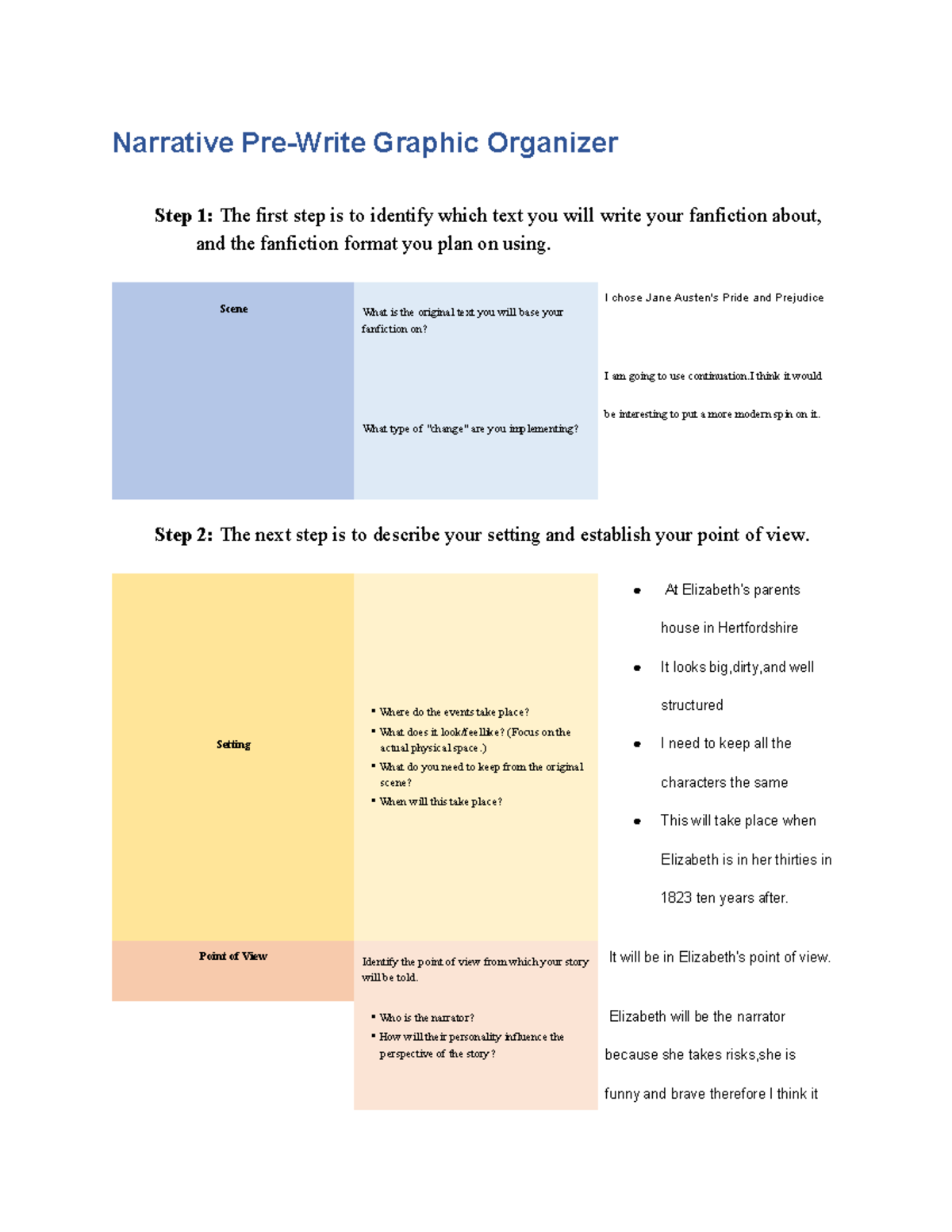 3.01 plotting a narrative - Narrative Pre-Write Graphic Organizer Step ...