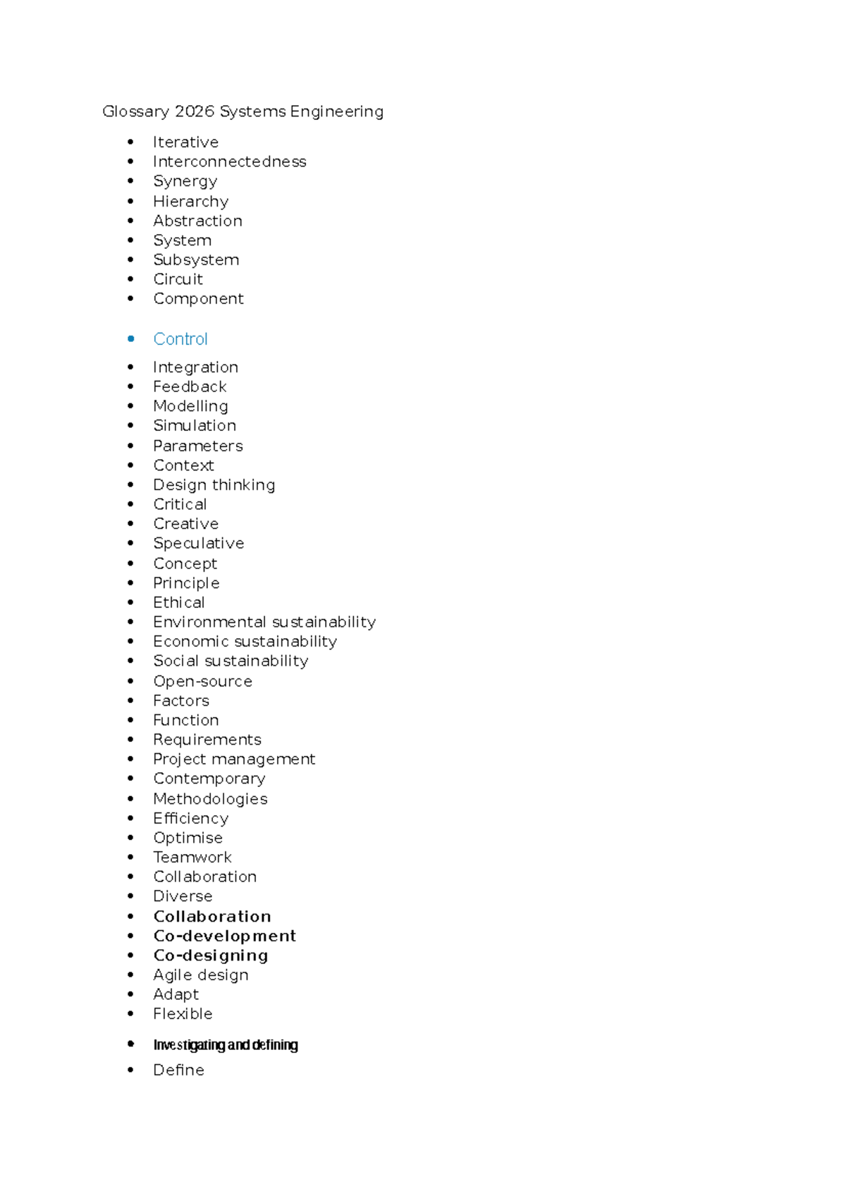 Glossary 2026: Key Terms in Systems Engineering Concepts - Studocu