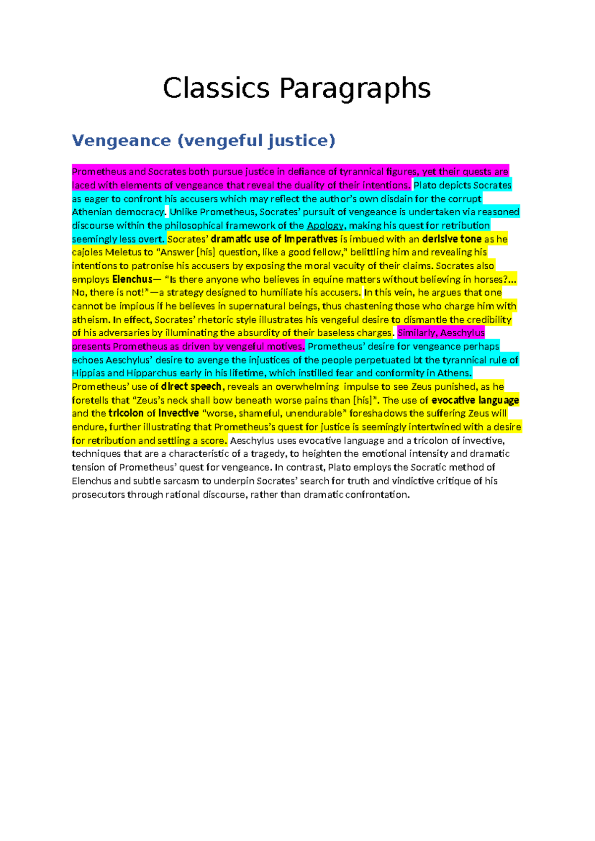 Classics Essay Notes: Vengeance and Justice in Prometheus & Socrates ...