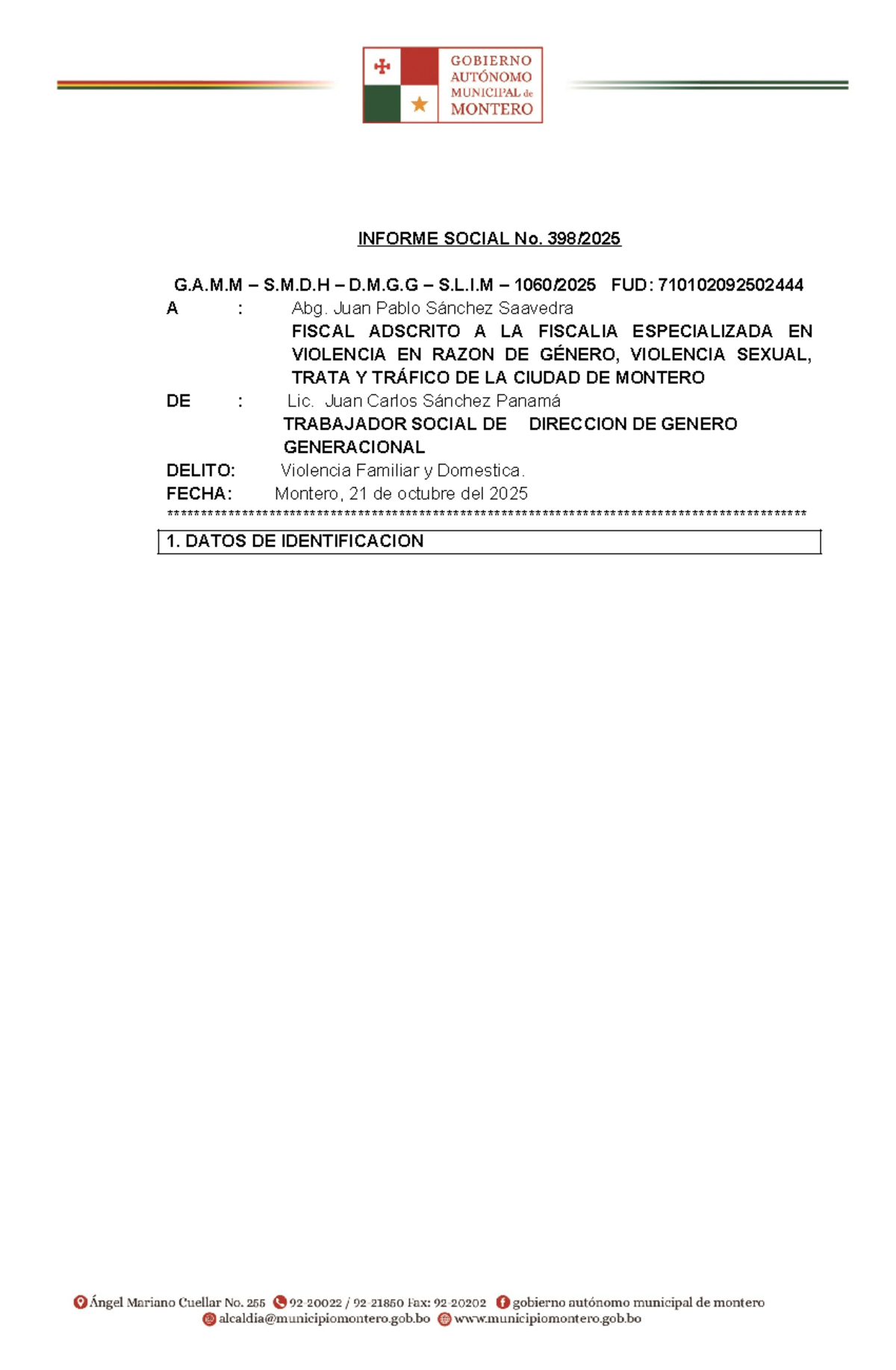 Informe Social sobre Violencia Familiar: Maira Graciela Lamas Melgar ...