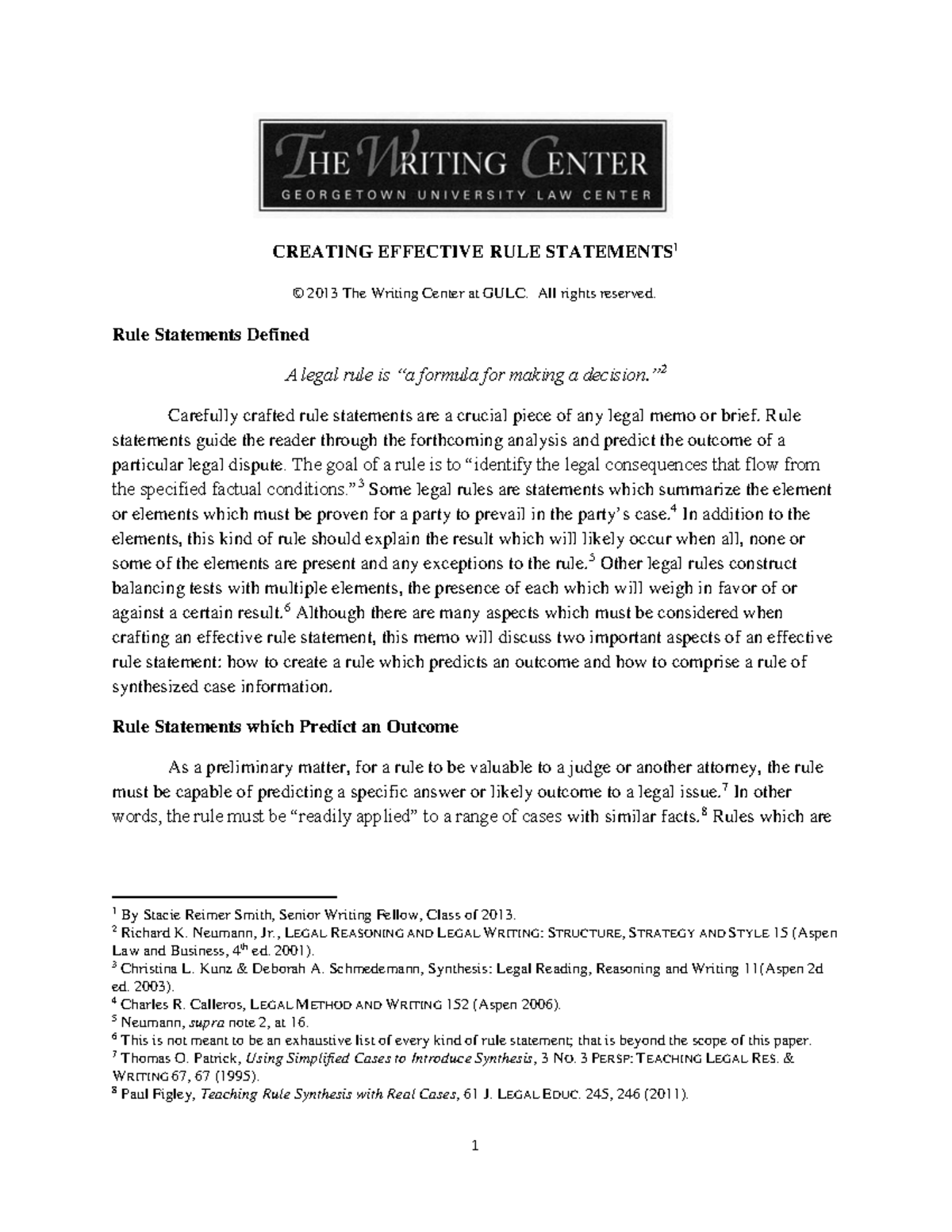 Effective Rule Statements: A Guide for Legal Writing (2013) - Studocu