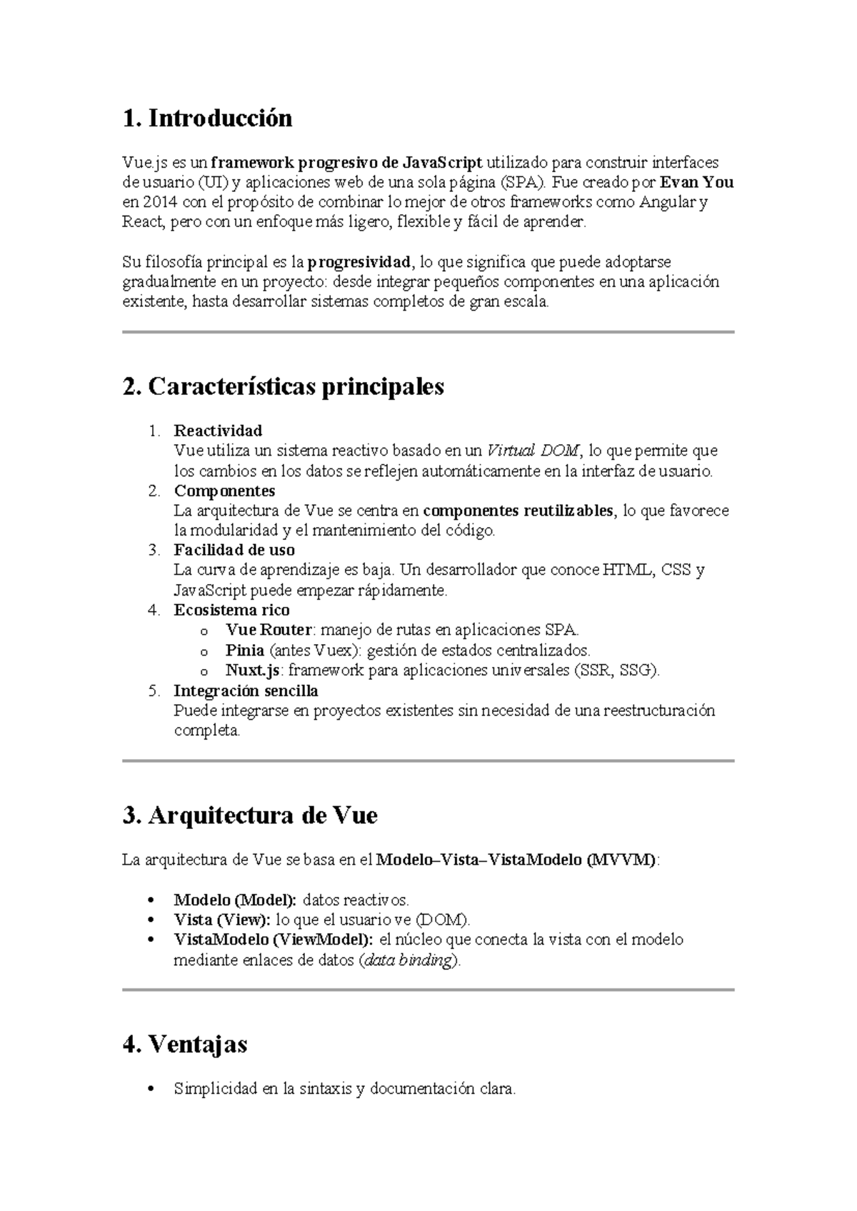 Vue.js: Introducción y Características Principales - Studocu