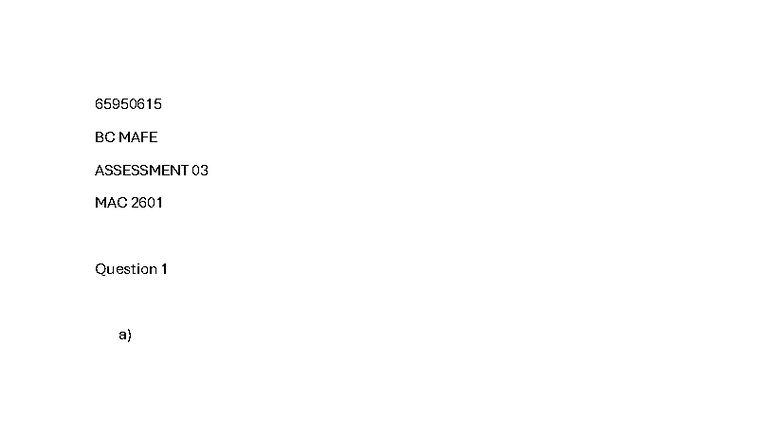 MAC 2601 ASS03 - SOLUTIONS FOR MANAGEMENT ACCOUNTING ASSESSMENT 3 - Studocu