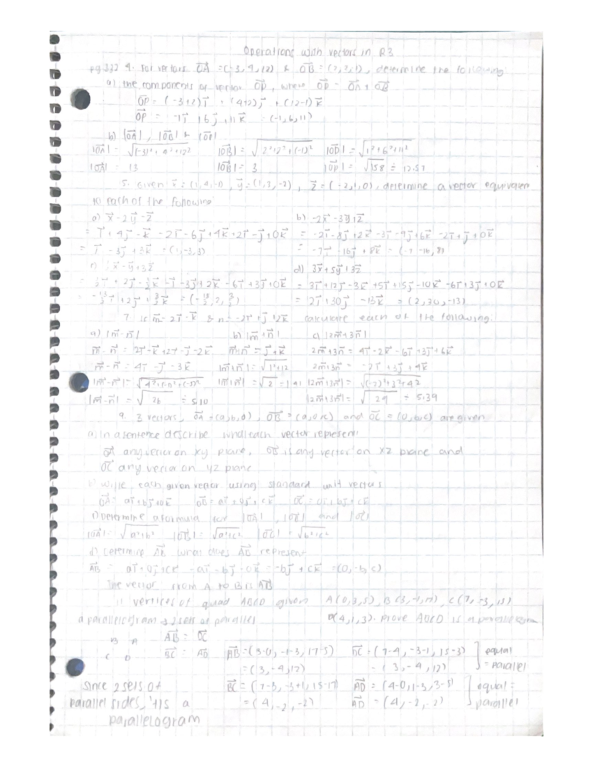 Operations with Vectors in R3 - Fat vertors UA 2(3,4,12) OTB : (2,2,1 ...