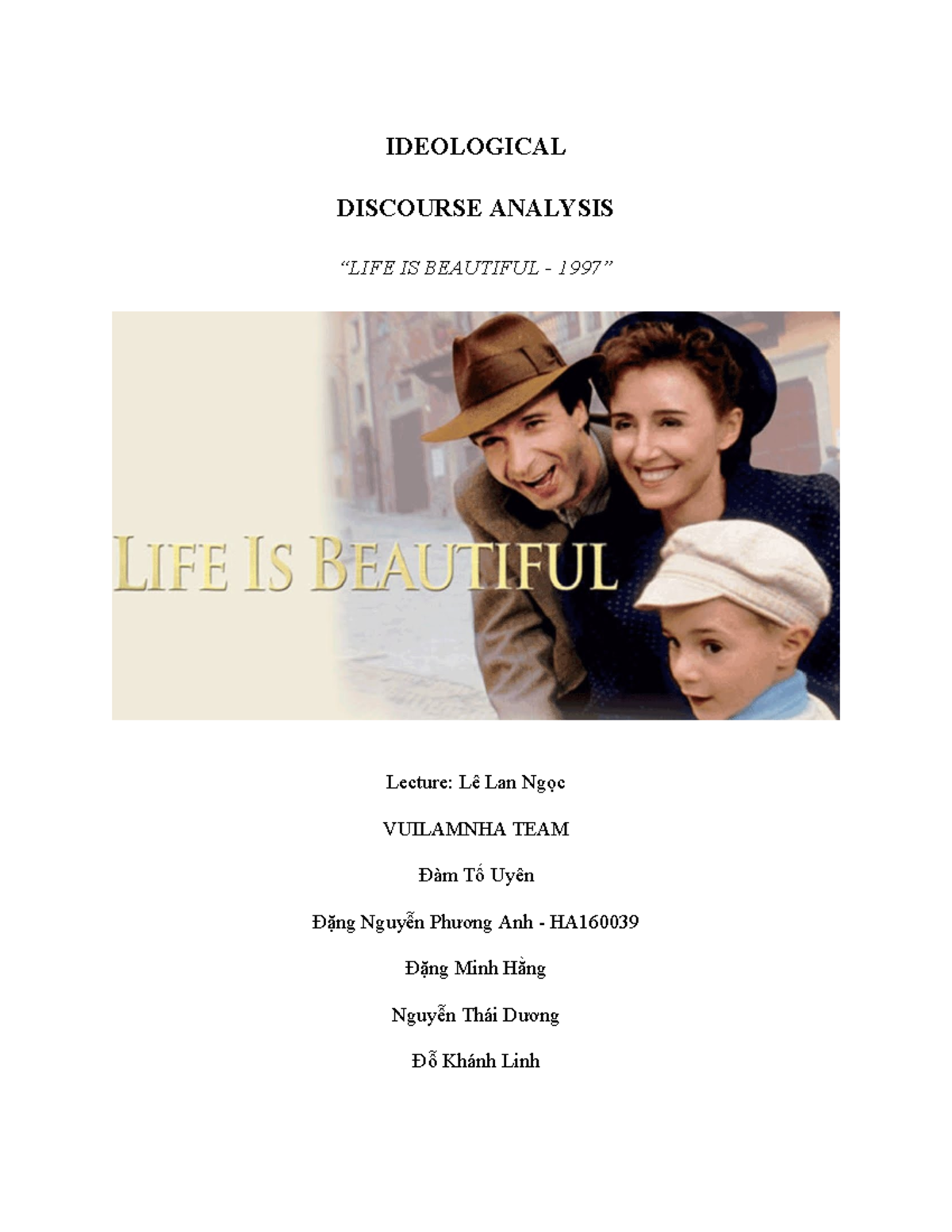 Phân tích tư tưởng trong phim "Life is Beautiful - 1997": Lớp học 12A ...