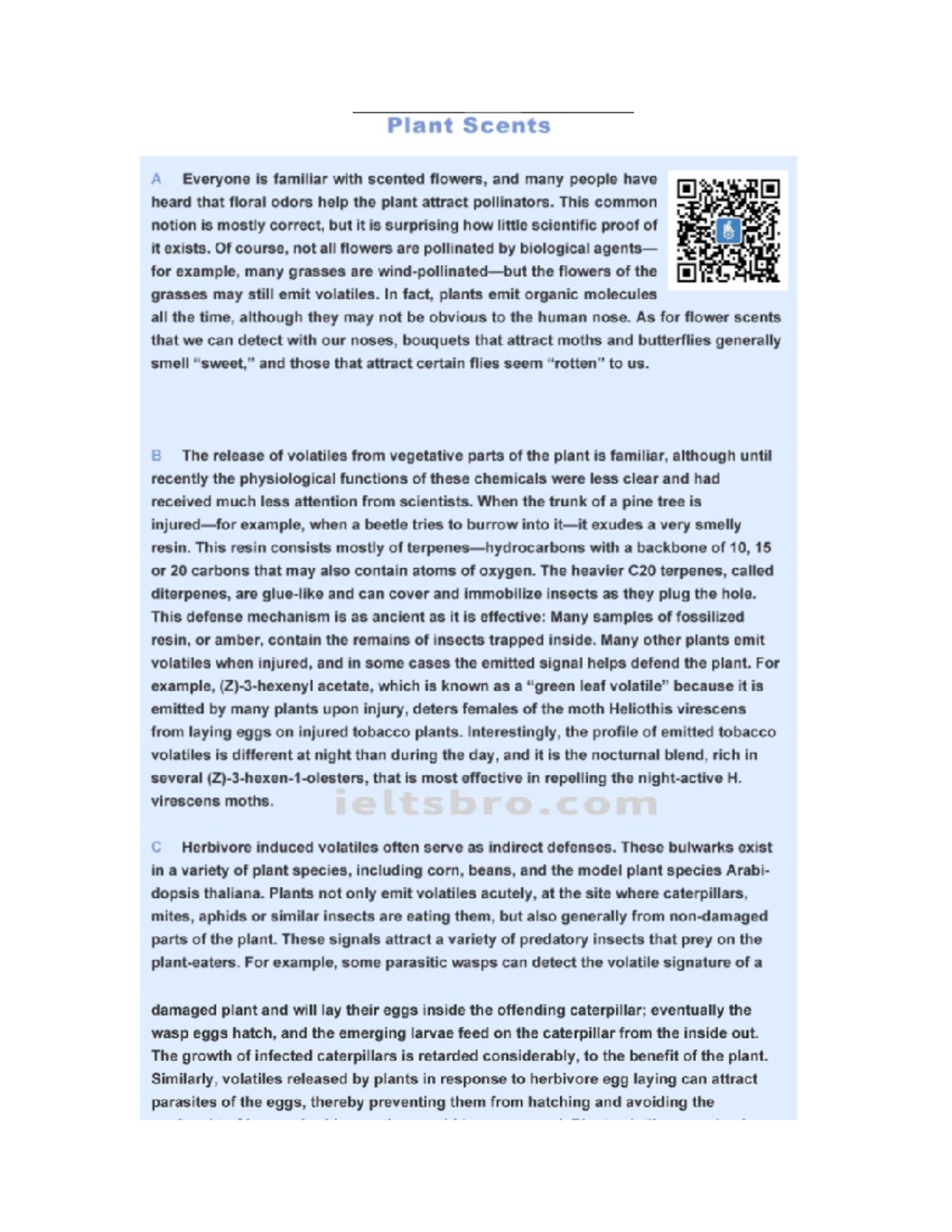 IELTS Reading Passage 1: Exploring Plant Scents and Their Impact on ...