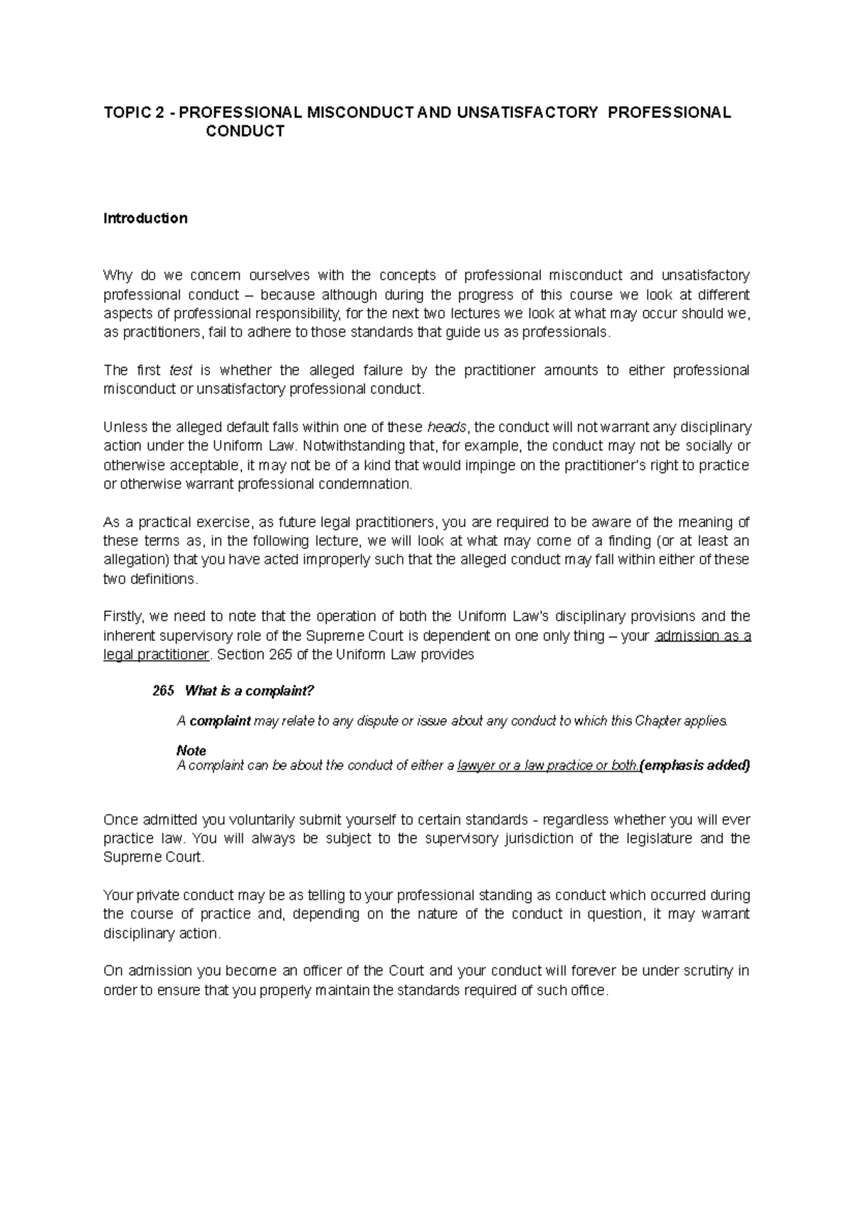 Lecture 2 - Summary of Professional Misconduct Concepts and Standards ...