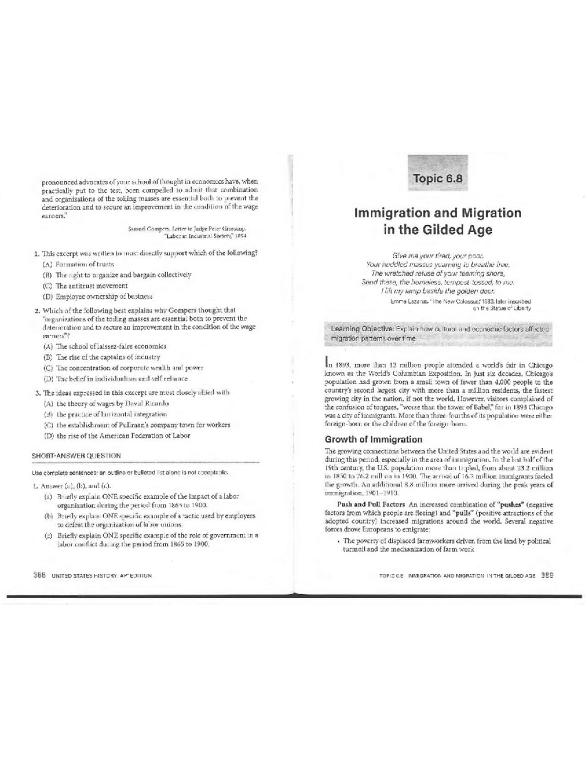 Amsco 6.8 - Immigration and Migration in the Gilded Age: Key Concepts ...