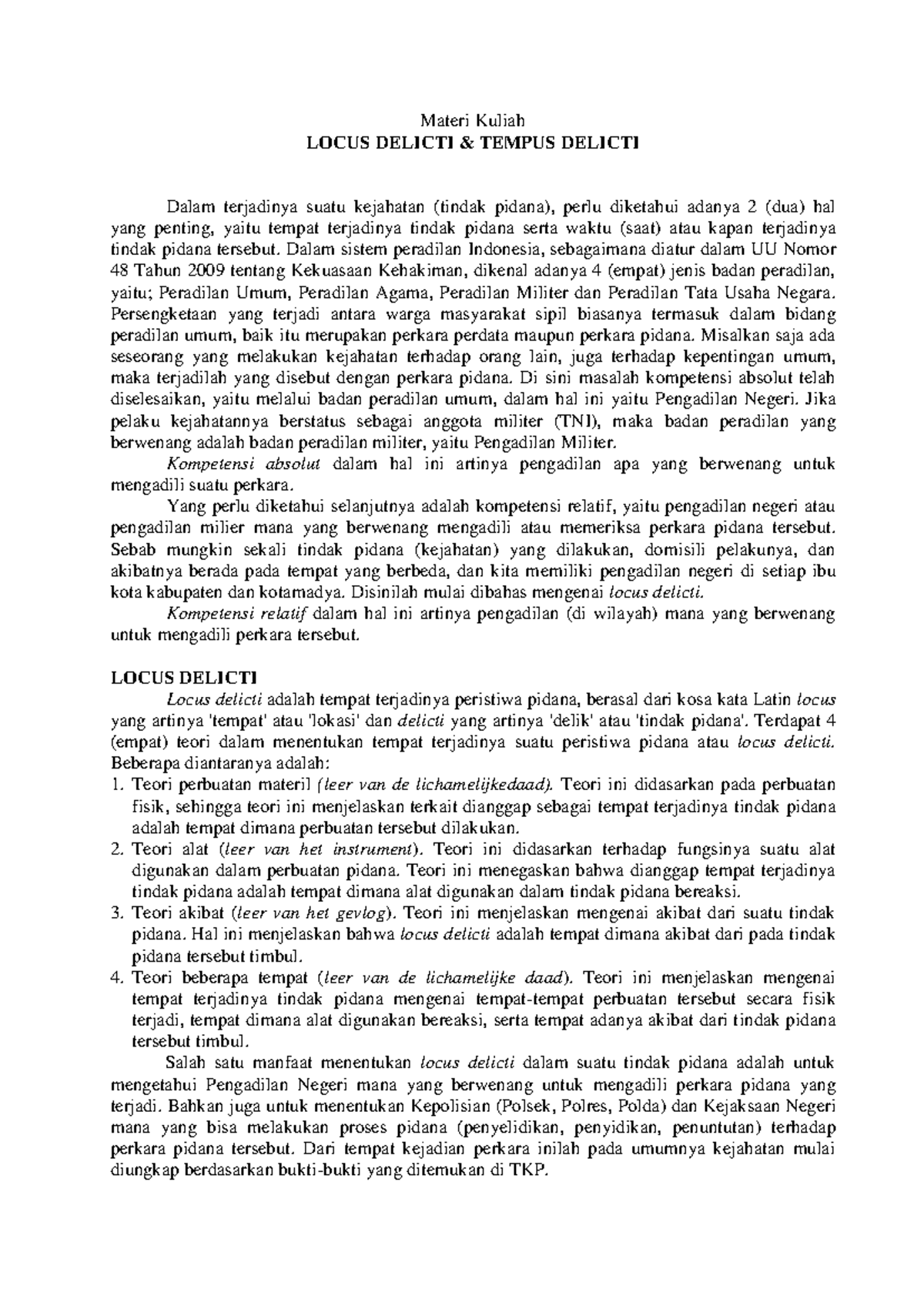Materi 9 tentang Locus Delicti dan Tempus Delicti dalam Tindak Pidana ...
