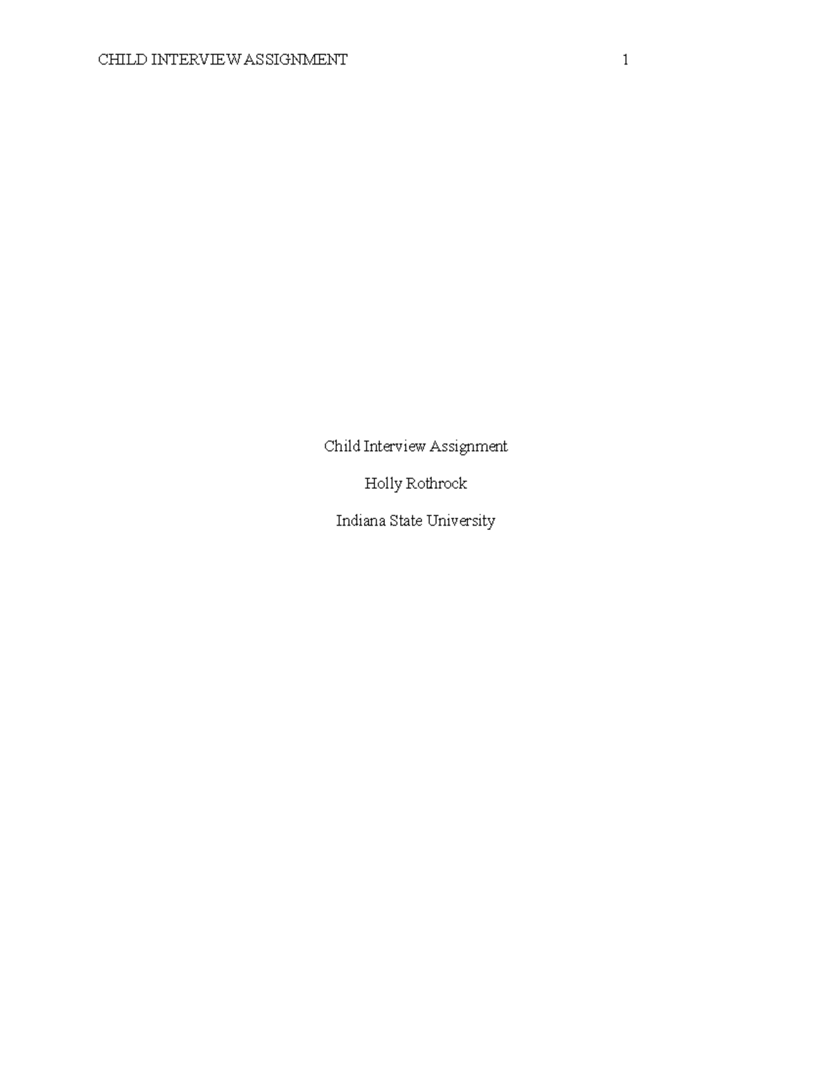 Child Interview Assignment - Child Interview Assignment Holly Rothrock ...