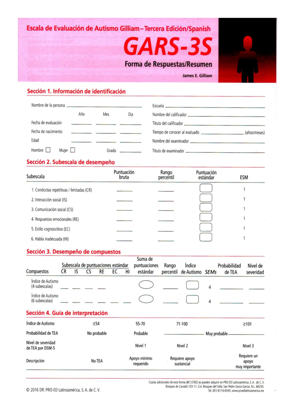 GARS-3 - Protocolo de Evaluación del Autismo y Conductas Asociadas ...