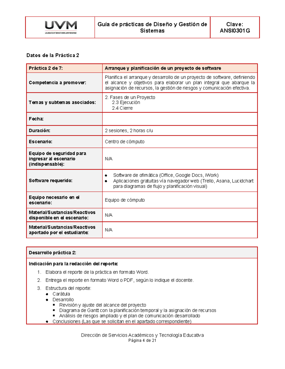 Guía de Práctica 2: Arranque y Planificación de Proyectos ANSI0301G ...