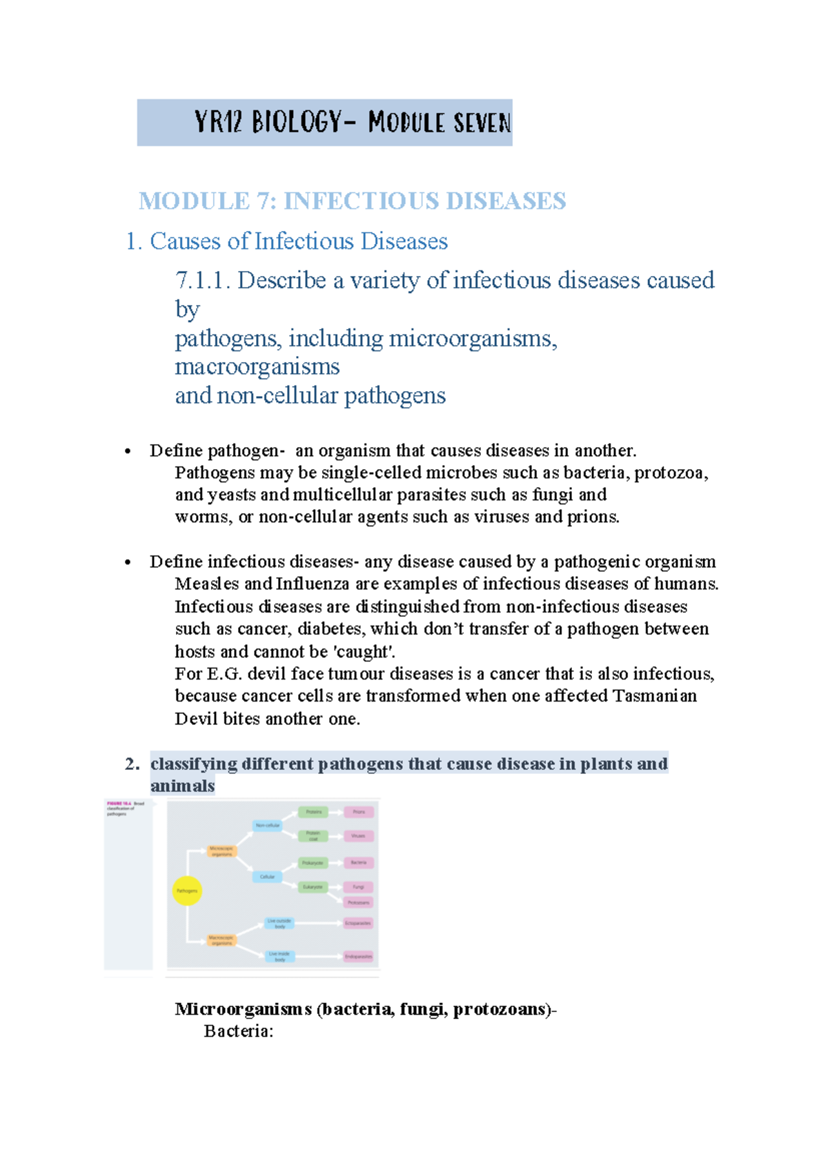 Module 7- Infectious Diseases - YR12 BIOLOGY- Module seven MODULE 7 ...