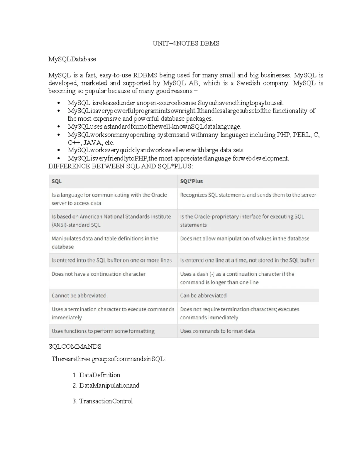 DBMS UNIT 1: Introduction to Database Management Systems Notes - Studocu