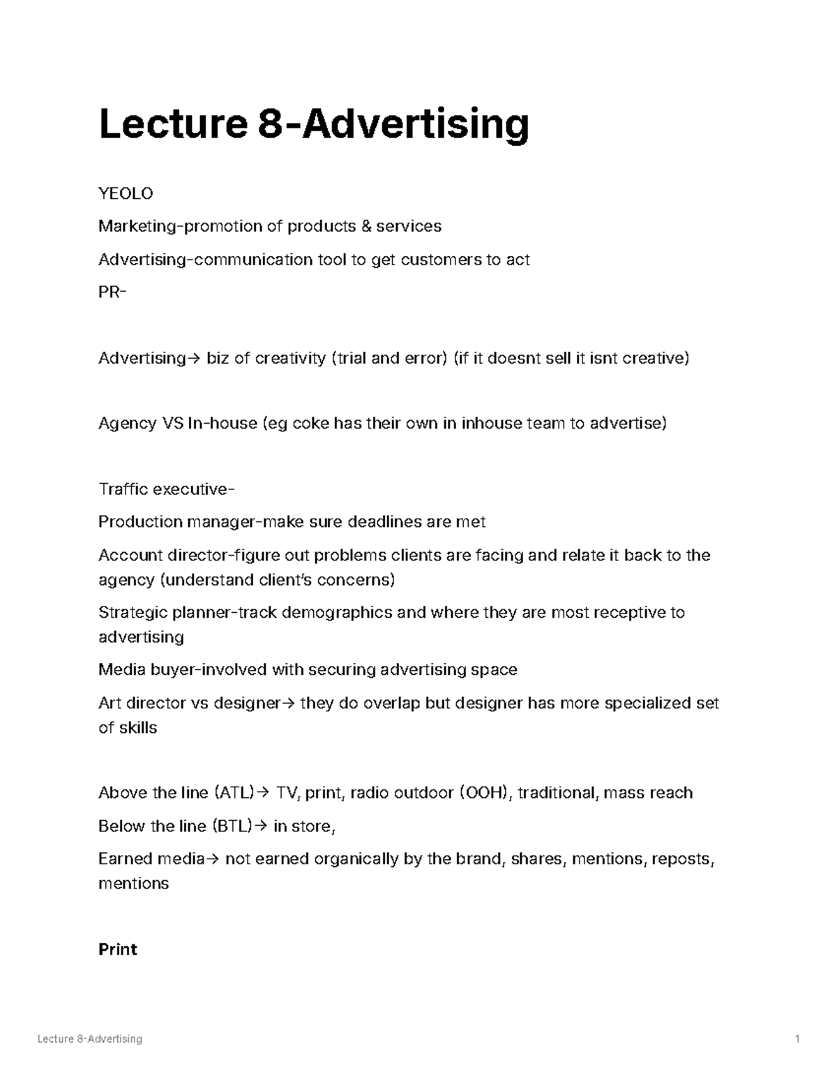 Lecture 8-Advertising - Lecture 8-Advertising YEOLO Marketing-promotion ...