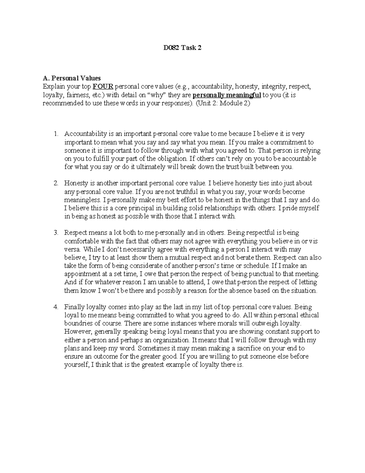 DO82 Task 2 - Personal Values and Cultural Communication Analysis - Studocu