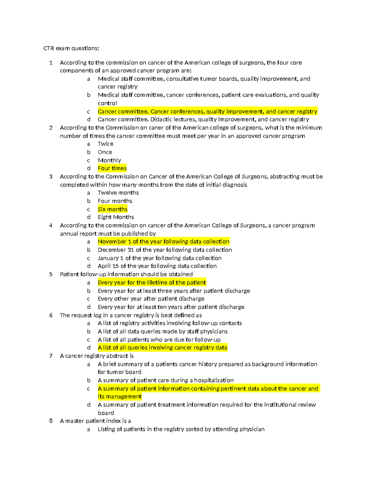 Cancer Registry Fundamentals: Exam Questions & Key Concepts (CTR 101 ...
