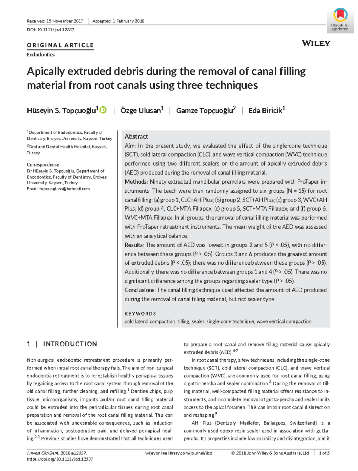 10 - Apically Extruded Debris in Root Canal Filling Removal Techniques ...