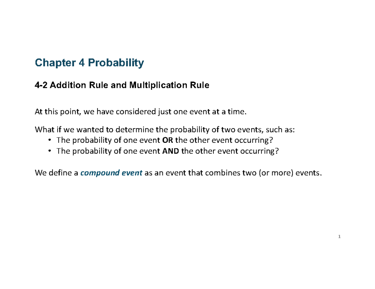 Chapter 4: Probability Addition & Multiplication Rules Explained - Studocu