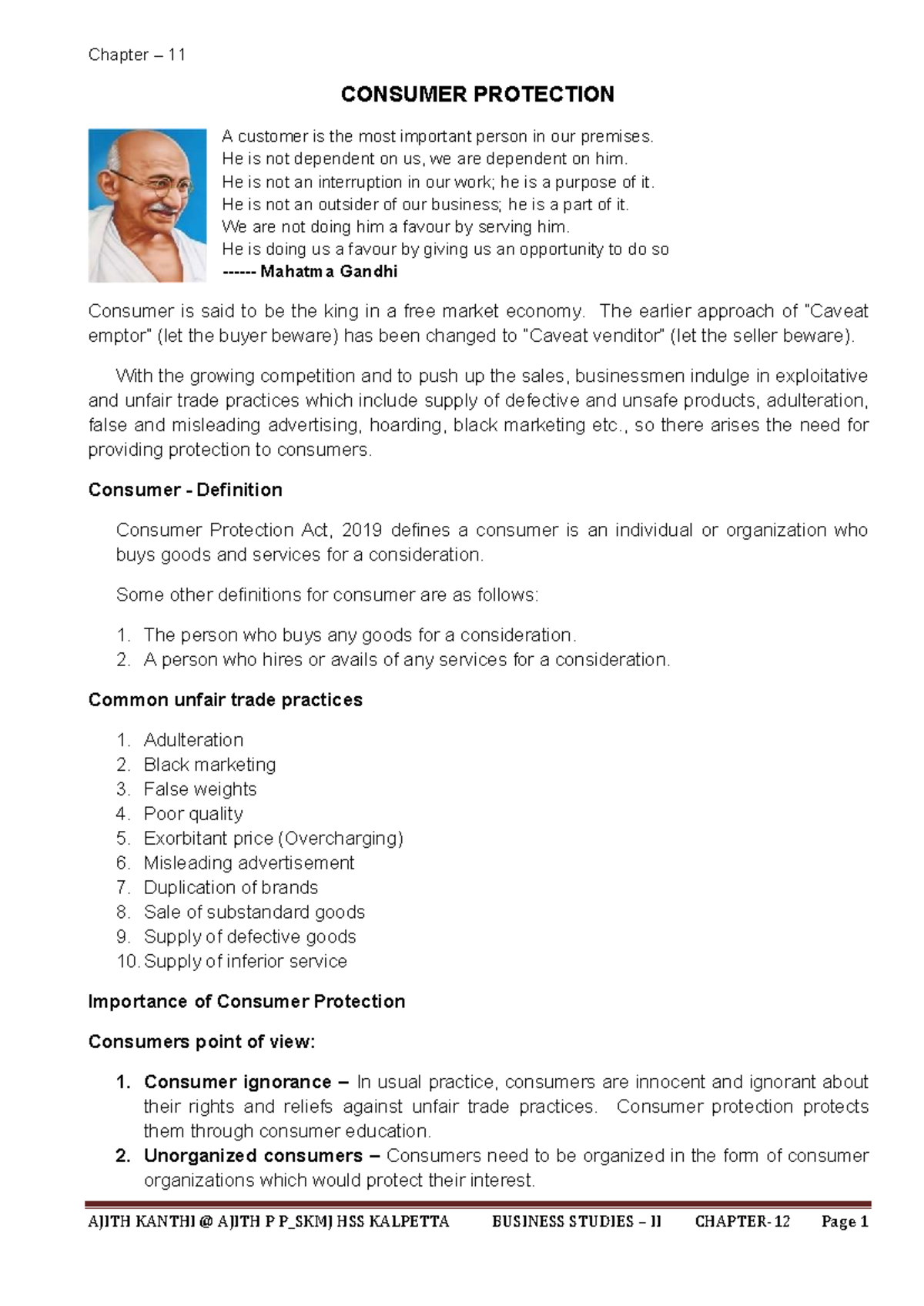 Chapter 11: Consumer Protection in Business Studies II - Studocu