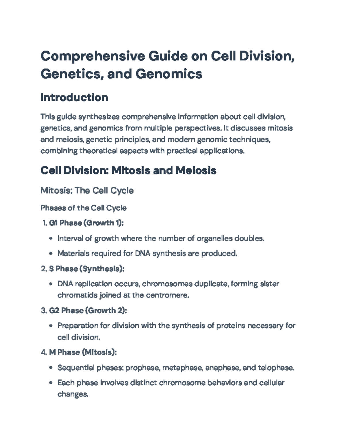 Cell Division, Genetics, and Genomics: A Comprehensive Guide ...