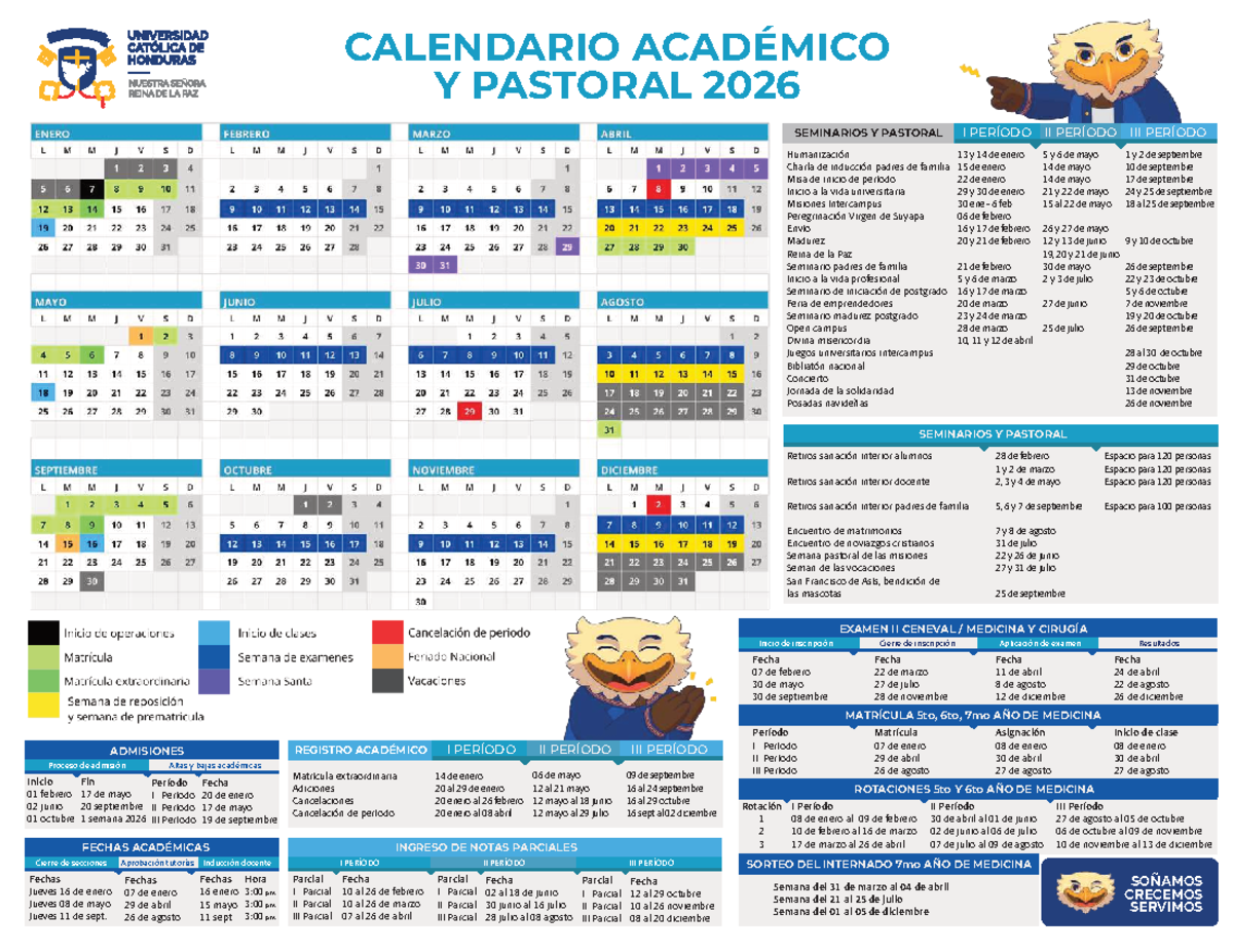 Calendario Académico Y Pastoral 2026 Seminarios Y Actividades Studocu