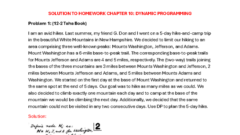 Solution to Homework CH10: Dynamic Programming Problems and Solutions ...