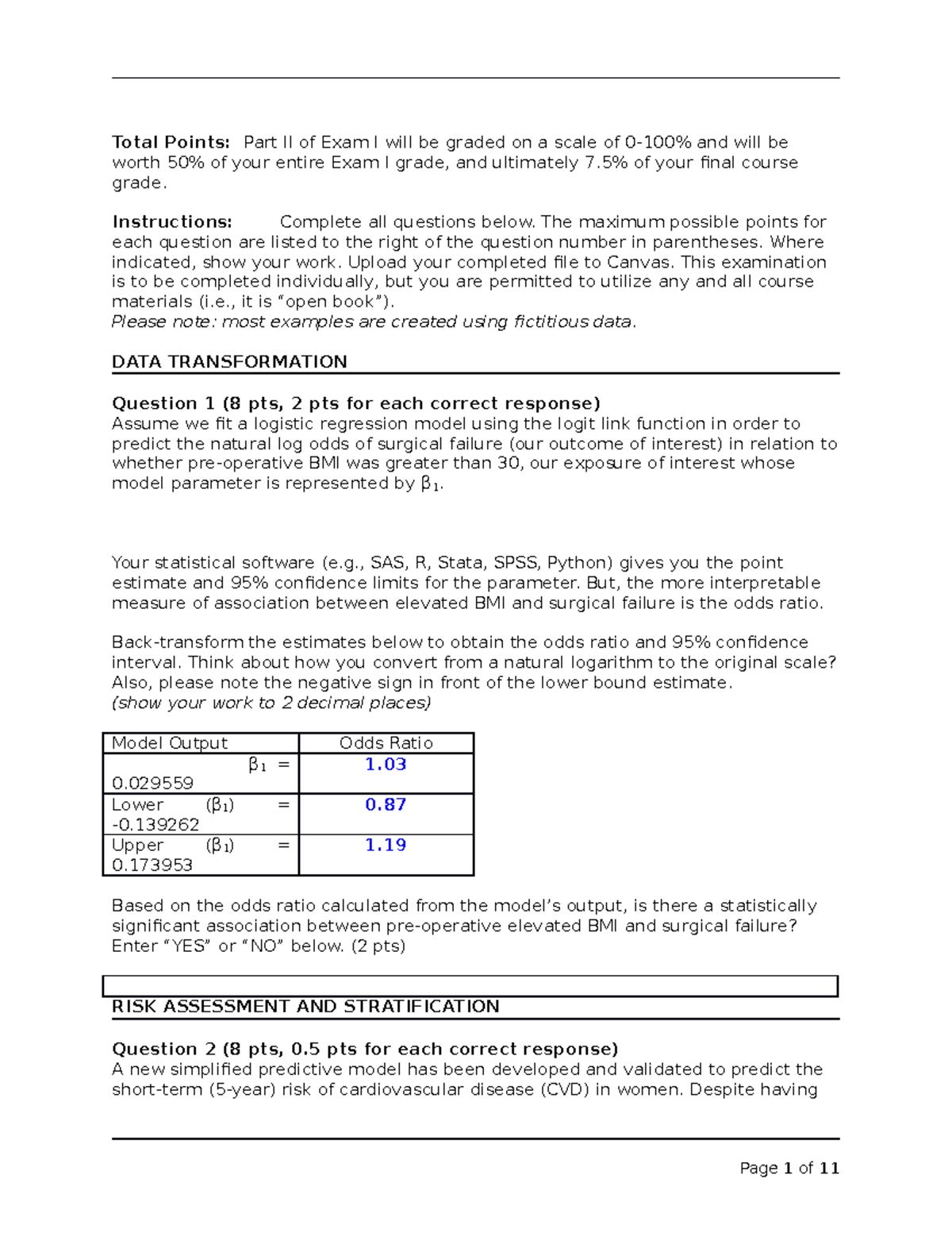 M04 EXAM1 Part2 1 - Total Points: Part II of Exam I will be graded on a ...