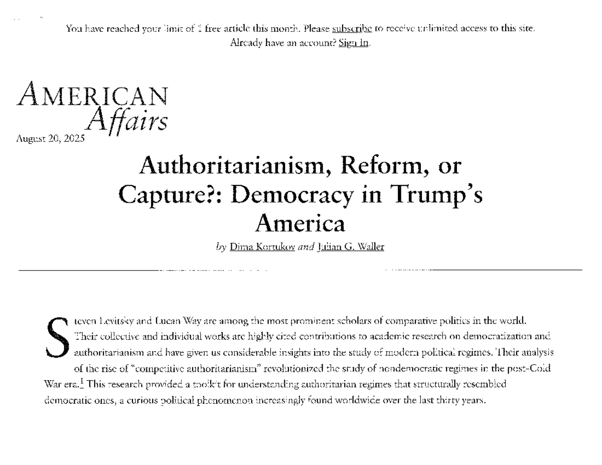 Final Exam Guide for Course ABC123: Democracy vs. Authoritarianism ...