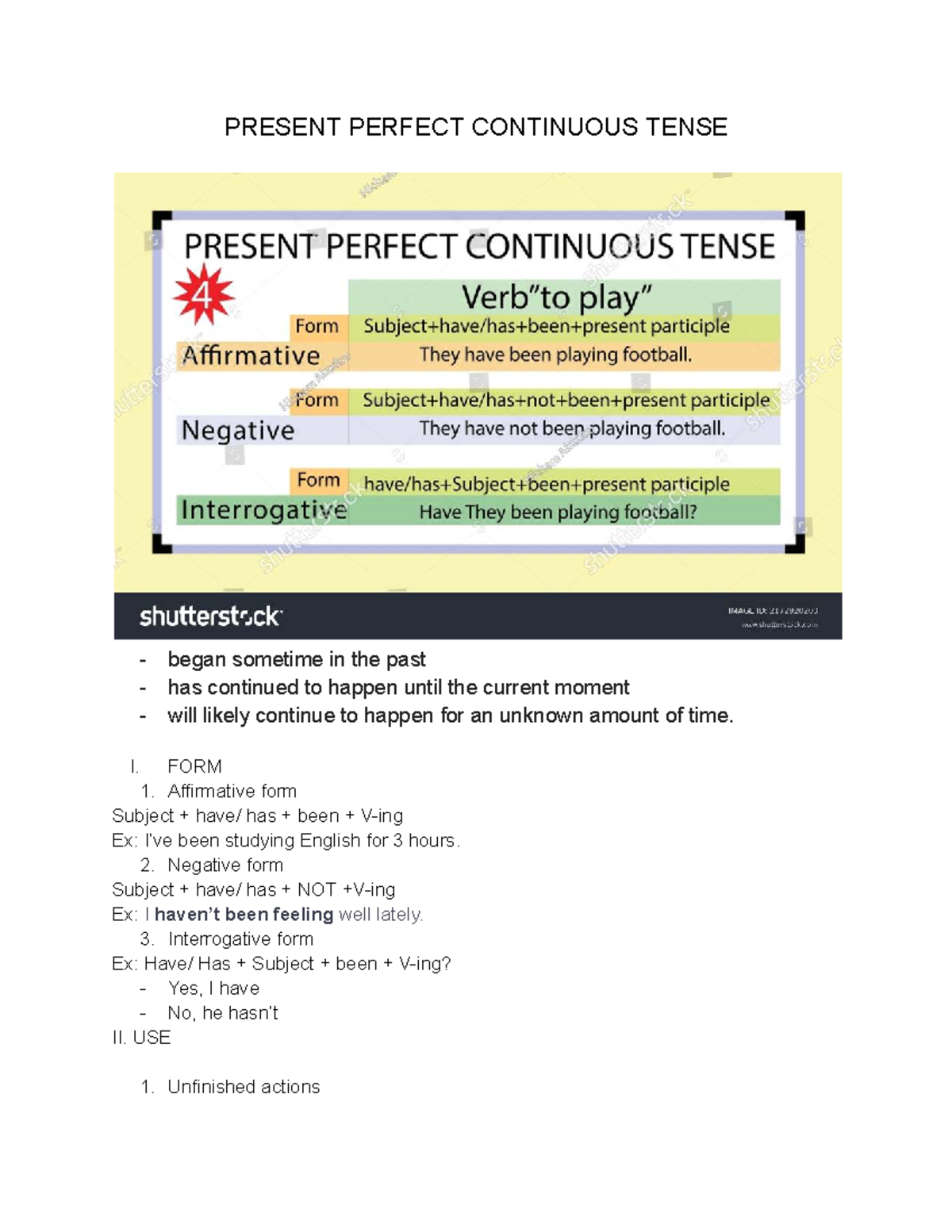 Grammar 10: Present Perfect Continuous Tense Overview - Studocu