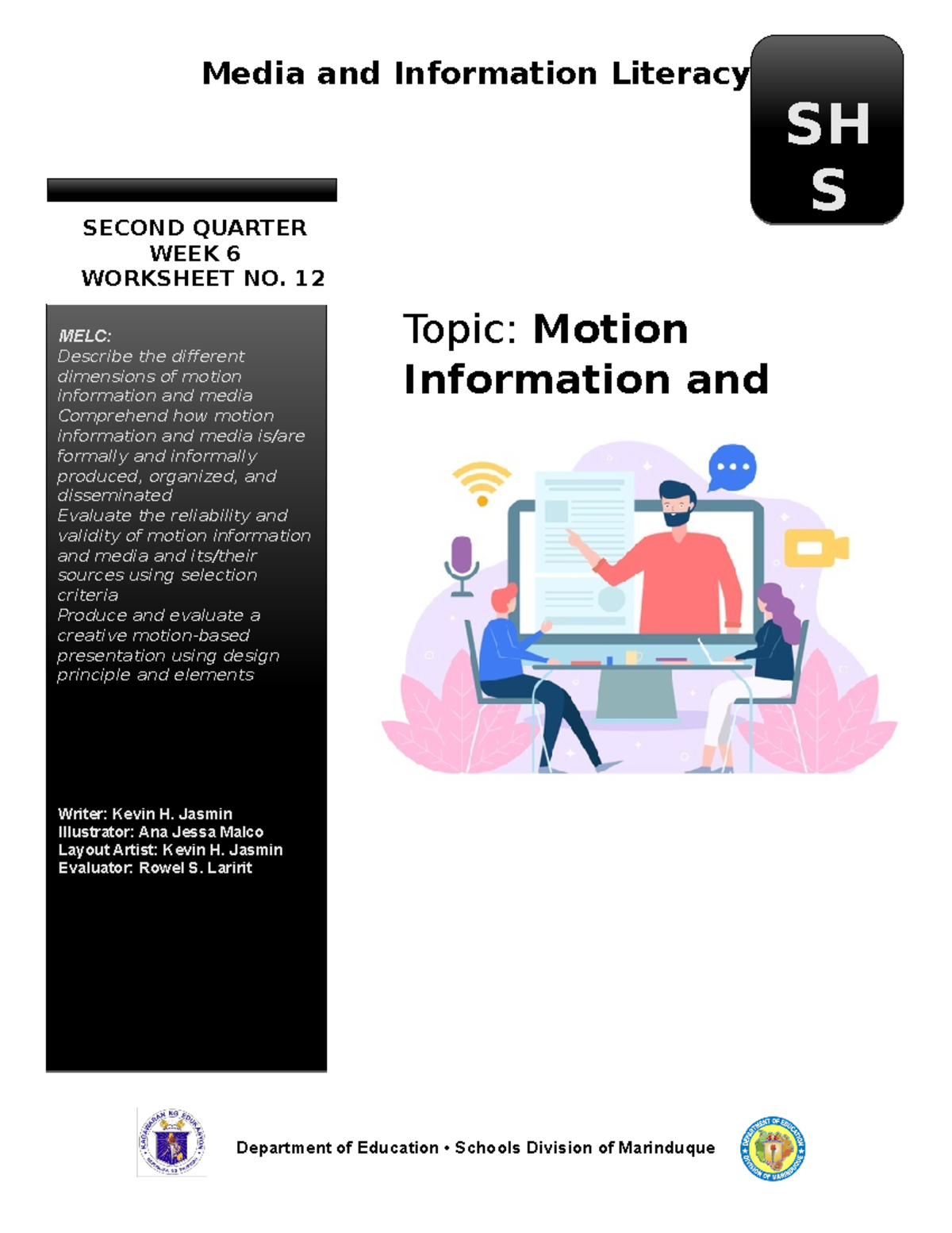 Lesson 12: Exploring Motion Information & Media Concepts - Studocu