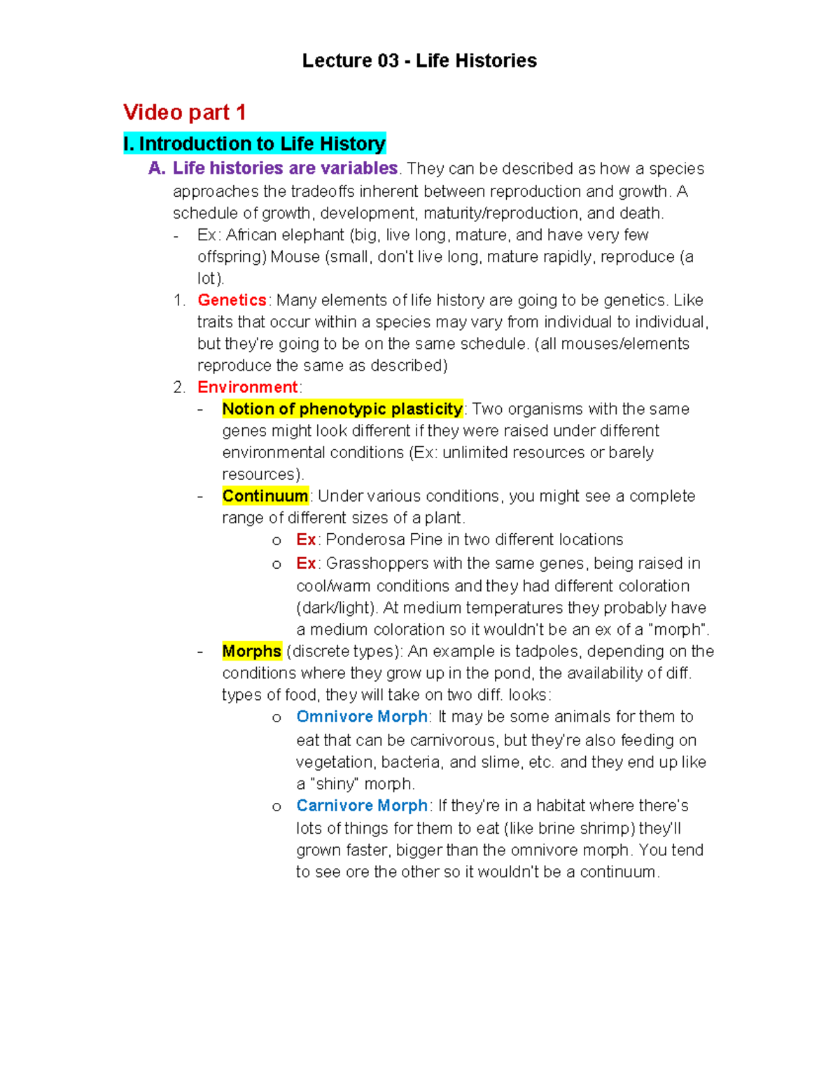 Lecture 03 - Life History Strategies and Trade-offs in Ecology - Studocu