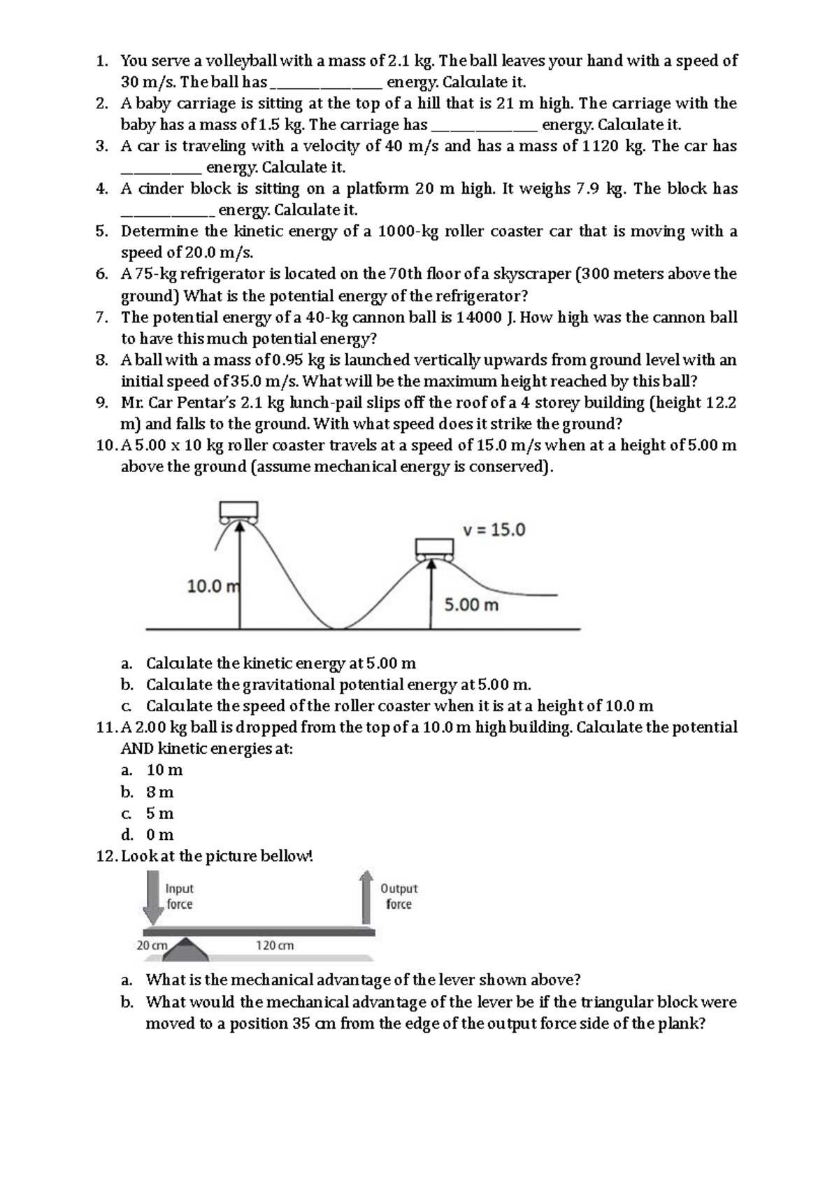 LAT SAT Physics Little SUN #1: Energy Calculations and Concepts - Studocu