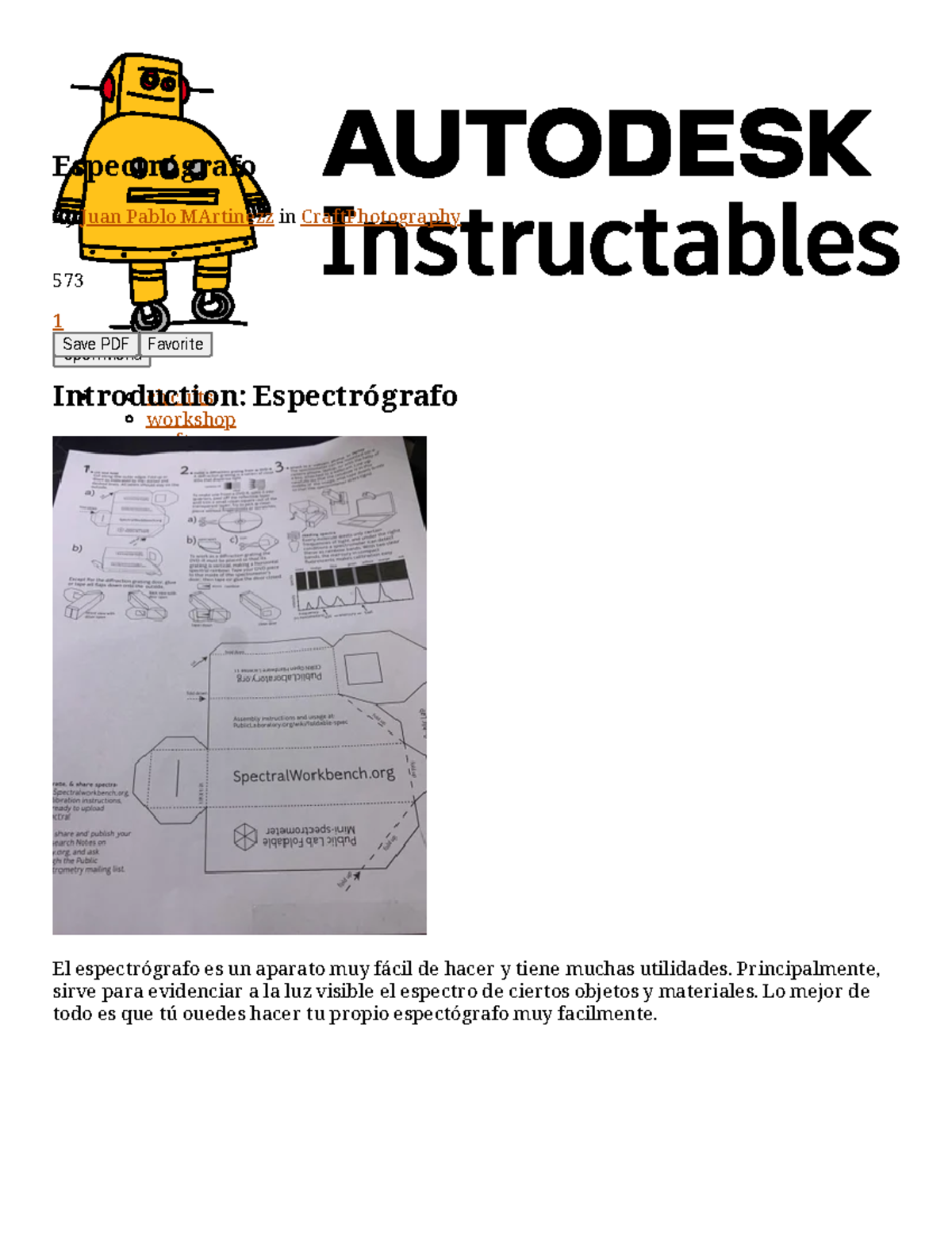 Espectrógrafo 6 Steps - Instructables - Open Menu circuits workshop craft cooking living outside ...