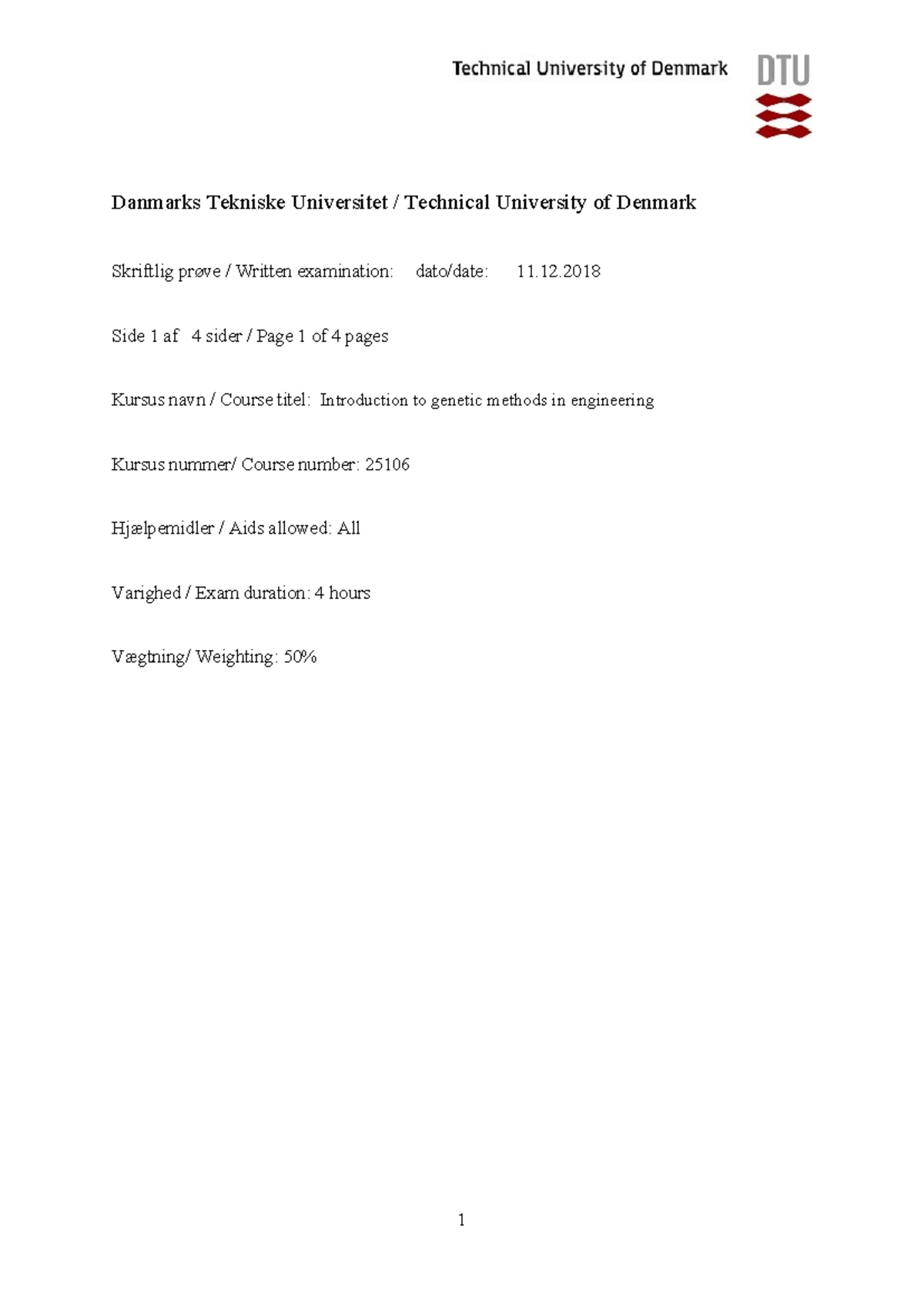 Genetic Methods in Engineering Exam Prep (Course 25106) - Studocu