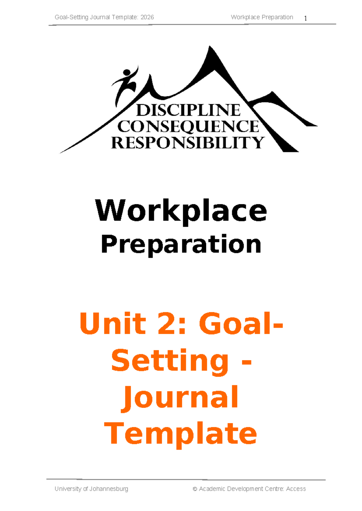 Goal Setting Journal Template 2026: Workplace Preparation Unit 2 - Studocu