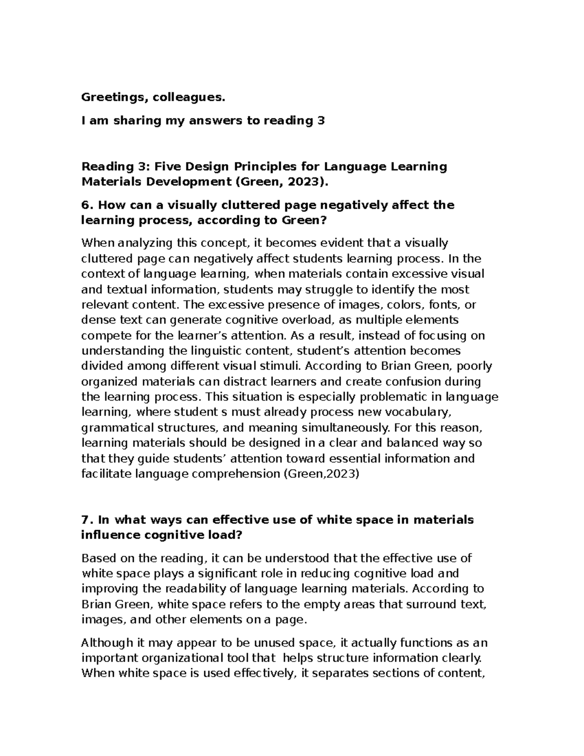 Reading 3: Five Design Principles for Language Learning Materials - Studocu