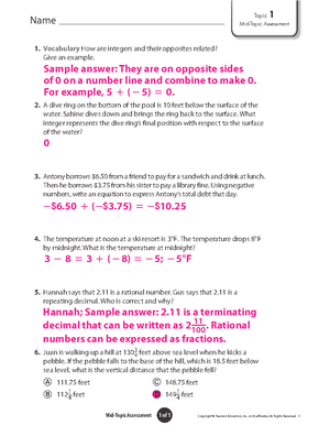 Unit 1 review packet - math - Name ...