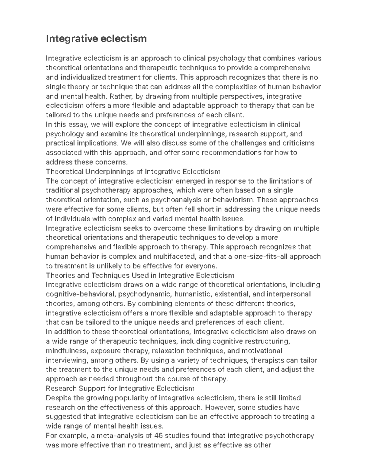 Integrative eclectism - Integrative eclectism Integrative eclecticism ...