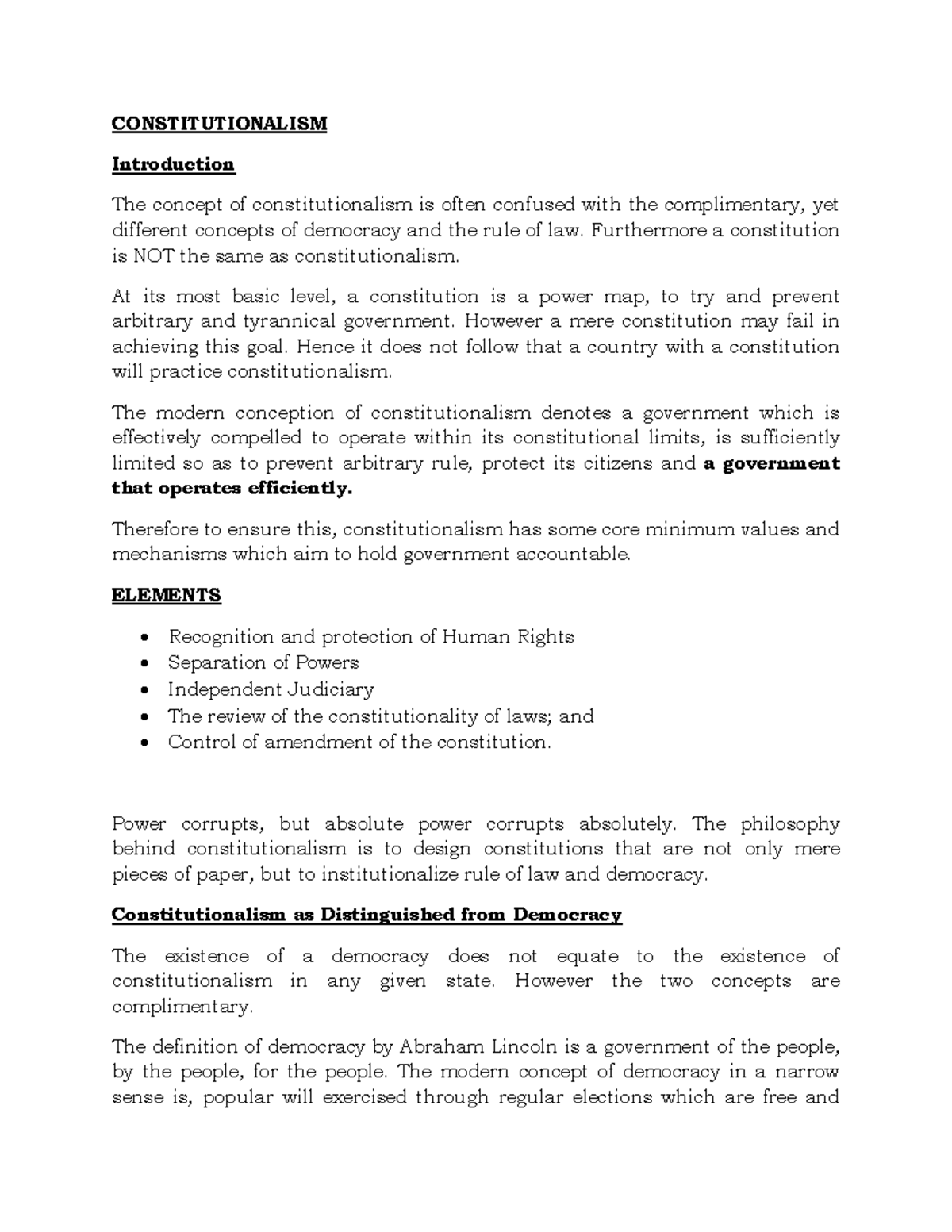 Lecture 3: Understanding Constitutionalism and Its Core Principles ...