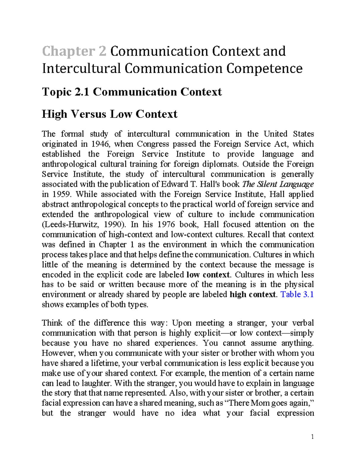 Chapter 2: Communication Context & Intercultural Competence (GTVH ...