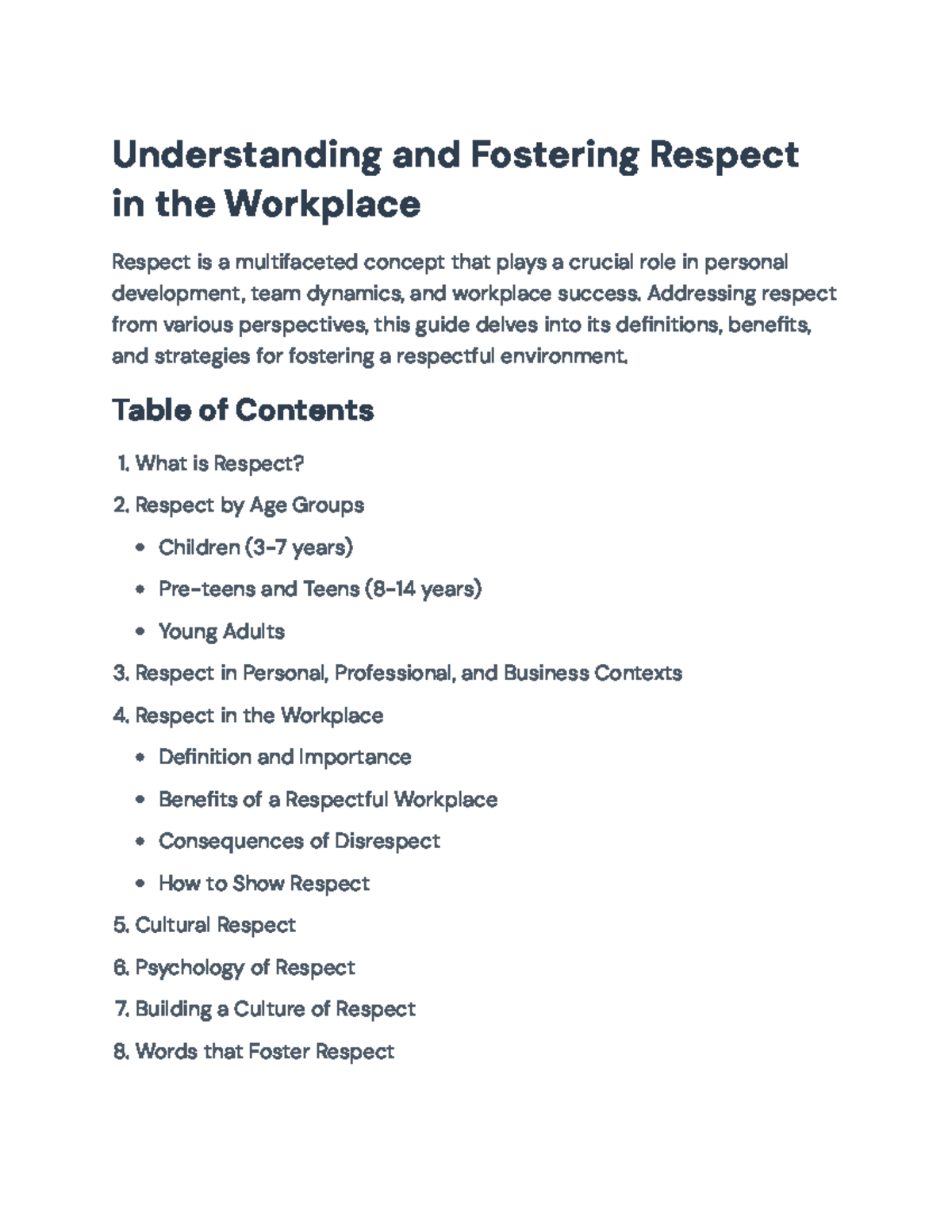 Fostering Respect in the Workplace: A Comprehensive Guide - Studocu