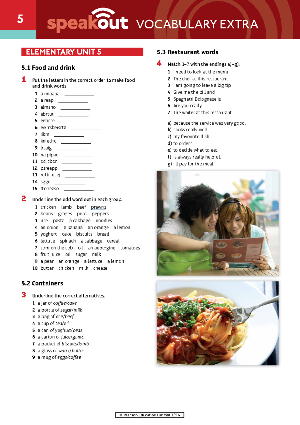 Unit 5 - Present Simple Language Skills and Vocabulary Activities - Studocu